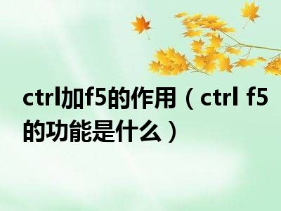 ctrl加f5的作用（ctrl f5的功能是什么）_好房网